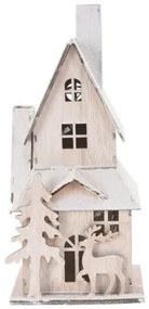 Dřevěný LED domeček Christmas house bílá, 9 x 20,5 x 9 cm