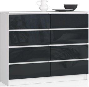 Komoda K120 8SZ bílá/grafitový lesk
