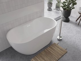 Besco Navia volně stojící vana 140 x 80 cm grafitový sifon akrylát bílá VANNAVIA140G
