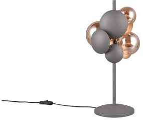 Stolní lampa se skleněným stínidlem v šedo-zlaté barvě (výška 50 cm) Bubble – Trio Select
