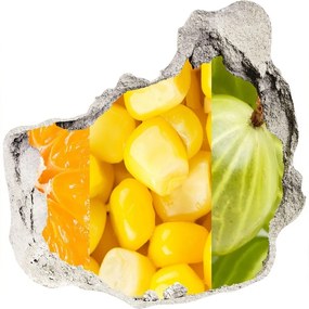 Wallmuralia Nálepka 3D díra samolepící Ovoce a zelenina 75x75 cm