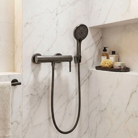 Rea Rivo, nástěnná sprchová baterie s ruční sprchovou hlavicí, grafitová, REA-B9329