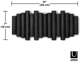 Věšák na zeď Picket 5 háčků, černý