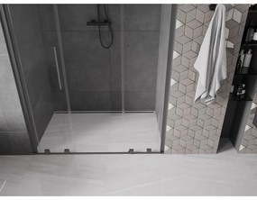 Mexen Velar L Duo, posuvné sprchové dveře do otvoru 140 cm, 8mm čiré sklo, broušený grafit, 871-140-003-02-95