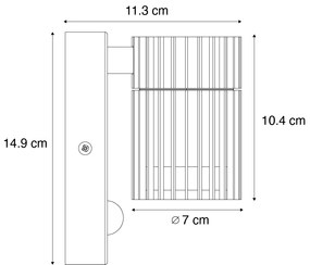Designová venkovní nástěnná lampa černá s detektorem pohybu IP44 - Boris