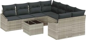 Set pohovek 9 ks Světle šedá polyratan 3346662
