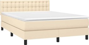Box spring postel s matrací a LED krémová 140x190 cm textil 3133474
