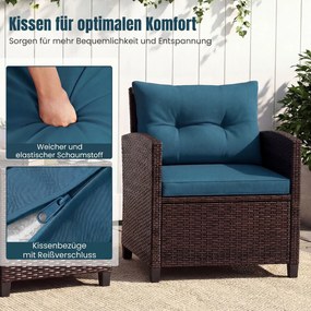 Costway Ratanový set zahradního nábytku, 3dílný balkonový nábytek