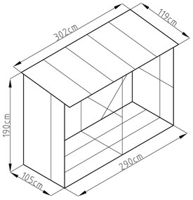 Přístřešek na dřevo G21 WOH 682 - 302 x 119 cm, zelený