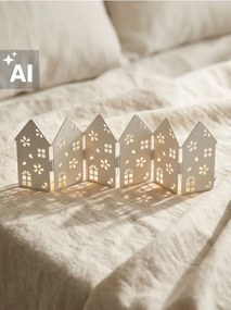 Sinsay - Dekorační LED lampička ve tvaru domků s vyřezávanými květinovými vzory - bílá
