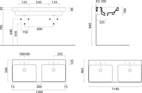 GSI GSI, NUBES keramické dvojumyvadlo 120x50cm, bílá ExtraGlaze, 9625111