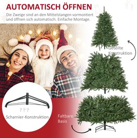 HOMCOM Vánoční strom, 700 teplých bílých LED diod, 2154 větviček, nehořlavý, plast/kov, 210 x 142 cm, zelený