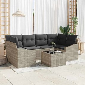 Set pohovek 7 ks Světle šedá polyratan 3346622