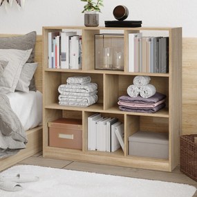 HOMCOM knihovna přírodní 3patrový úložný regál do kanceláře a obývacího pokoje 97,5x30x100cm, stylový regál