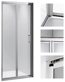 BPS-koupelny Zalamovací posuvné sprchové dveře HYD-DN09C 100 chrom/transparent pro instalaci do niky
