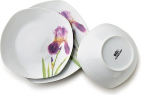 Porcelánová jídelní sada LEA Iris 18 ks bílá/fialová