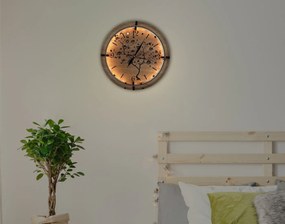Li-Go "Azalka" Světelné hodiny 32 cm provedení povrchu: dub, varianta napájení svítidla: baterie+pohybové čidlo