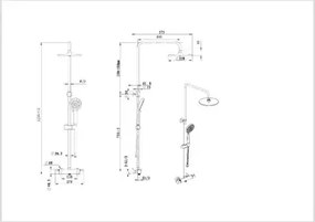 kielle Oudee - Sprchový set s termostatem | 23 cm | 3 proudy | matná č