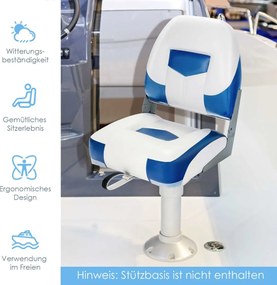 Costway Sada 2 skládacích sedadel na loď modrá + – 50 × 42 × 52 cm, bílý