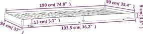 vidaXL Rám postele 90 x 190 cm masivní borové dřevo [823504] Barva: Přírodní