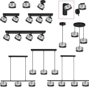 Brilagi - Nástěnná lampa s USB portem AURA LUX 1xGX53/30W/230V černá/kouřová