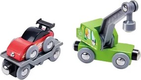 HAPE Vláček technická vozidla 4 ks / Na magnet / Dřevo / od 18 měsíců