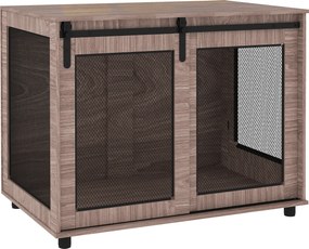 PawHut Přepravka pro psy, přepravní box pro psy, ústupový box pro domácí zvířata, uzamykatelné dveře, 98 x 60 x 78 cm, světle hnědá barva