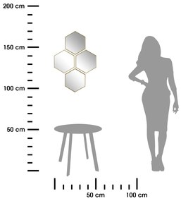 Zrcadlo Hexi, zlaté, sada 4ks