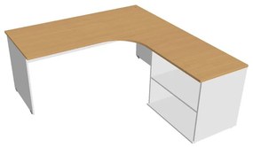 Sestava stolu a skříně levá 180 cm - Hobis Gate GE 1800 60 H L Dekor stolové desky: buk, Dekor lamino podnože: bílá