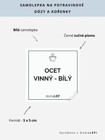 Samolepka na láhev OCET VINNÝ - BÍLÝ – bílá, 5 x 5 cm, základní písmo