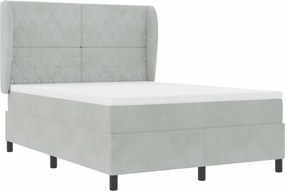 Postel s boxspringem s čelo Světle šedá 200 x 160 cm samet 3340880