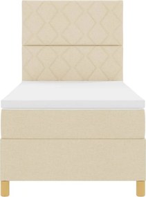 Postel s boxspringem s čelo Krémová 100 x 200 cm textil 3339677
