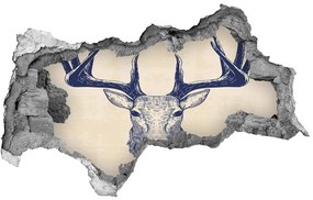Wallmuralia Díra 3D fototapeta na stěnu Hlava jelena 95x73 cm