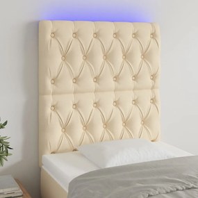 Čelo postele s LED krémové 80x7x118/128 cm textil