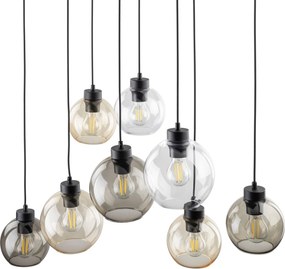 TK Lighting Černý závěsný lustr Cubus pro žárovku 8x E27 TK2834