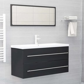 2dílný set koupelnového nábytku - skříňka + zrcadlo 100 cm - dřevotříska | šedý