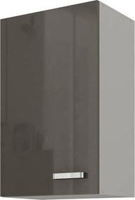 GREY gr | horní skříňka 45 G-72 1F policová | 45 cm | světle šedá/tmavě šedá lesk