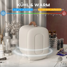 HOMCOM Mini lednička 4 l Malá kosmetická lednička s funkcí chlazení a ohřevu, přenosná kosmetická lednička na kosmetiku, nápoje, ovoce, smetanu bílá