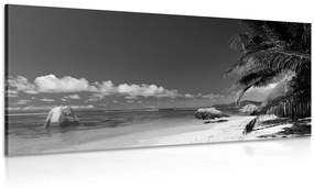 Obraz pláž Anse Source v černobílém provedení Varianta: 120x60