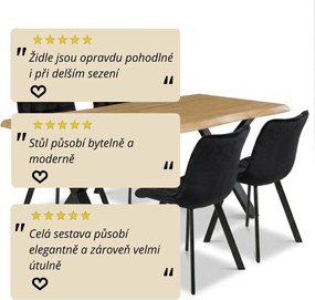 Vikio Jídelní set pro 4 osoby 160x90 cm dub noha X černá židle VJS236-4C-S