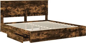 Postel s úložným prostorem se zásuvkou Kouřový dub 180 x 200 cm 3409528