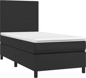Box spring postel s matrací černá 100x200 cm umělá kůže 3142707