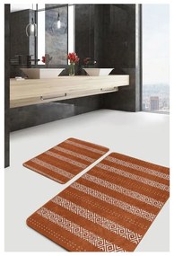 Hnědé sametové koupelnové předložky v sadě 2 ks 60x100 cm – Mila Home