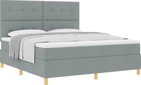 Postel s boxspringem s čelo Světle šedá 180 x 200 cm textil 3339637