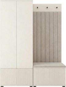 Předsíňová stěna RAYO 1 s čalouněnými panely, 140 cm, kašmír/ krémově bílá