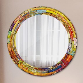 Kulaté zrcadlo s dekorem Barevné okno vitráže fi 60 cm