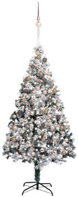 Umělý vánoční stromek s LED a sadou koulí zelený 210 cm PVC,  3077869 HangarStore.cz