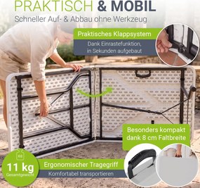 Juskys Skládací zahradní stůl Easyfold 180 × 74 cm Barva: antracitová