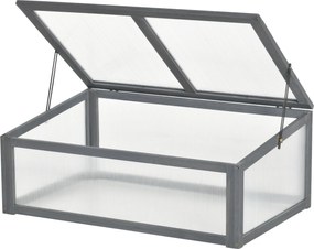 Outsunny Studený Rám Dřevěný, Mini Skleník 100 x 65 x 40 cm, Skleník s Krytem, UV Ochrana, Průsvitný Studený Rám, Zimní Vyvýšený Záhon pro Zahradu, Še