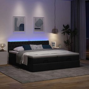 Osmanský rám postele s matrací černá 160x200cm textil 3312859
